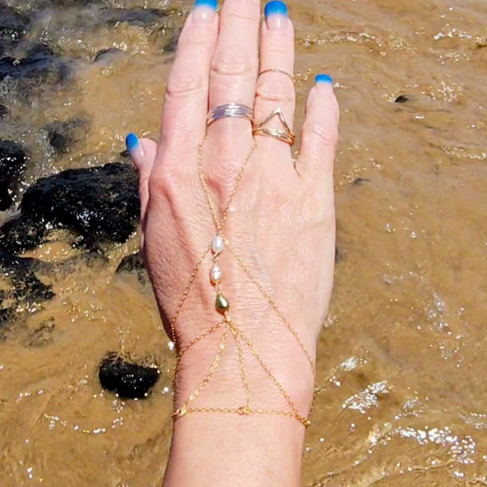 Triple Pearl Hand Chain – D'Rae Jewelry