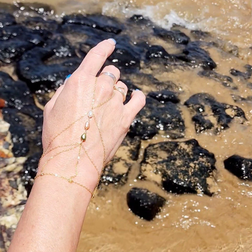 Triple Pearl Hand Chain – D'Rae Jewelry